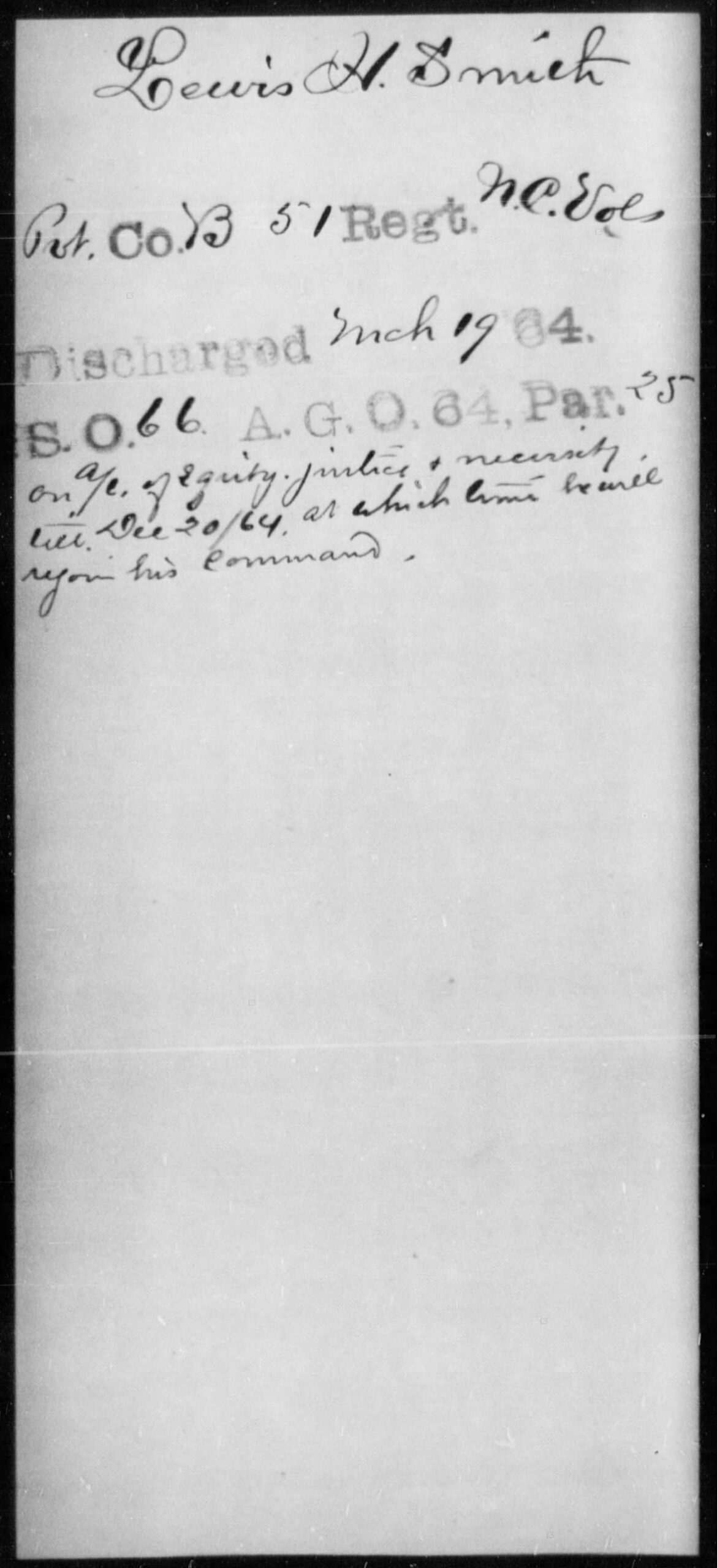 The Curious Case of Private Lewis Smith - Fifty-First North Carolina ...